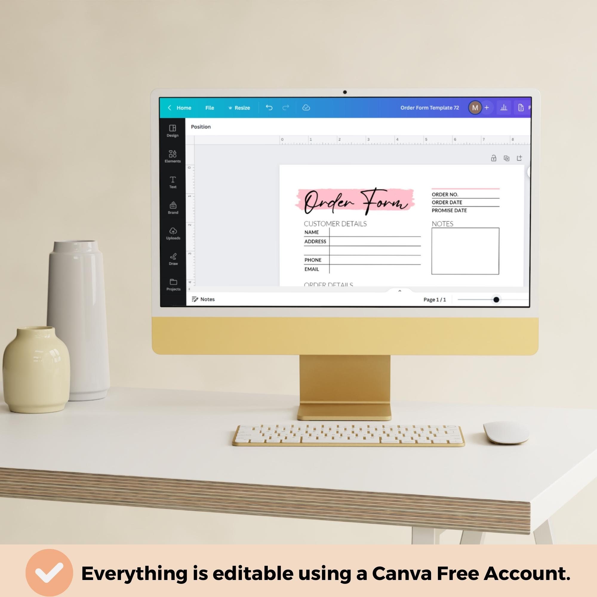 Pink Order Form Template Custom Order Form Editable Canva - Etsy Australia