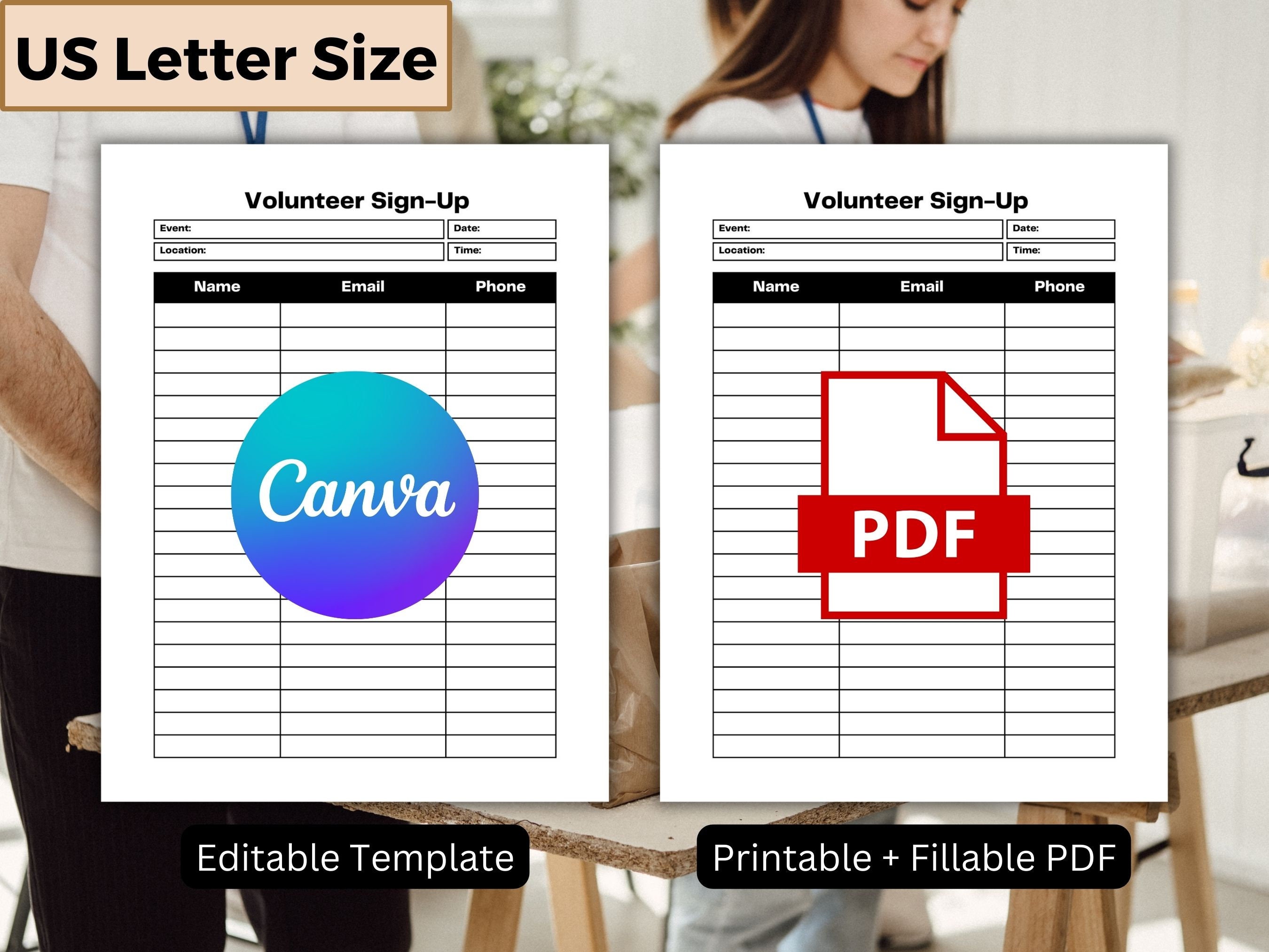 Volunteer Sign up Sheet Editable, Printable Sign up Template, Fillable ...