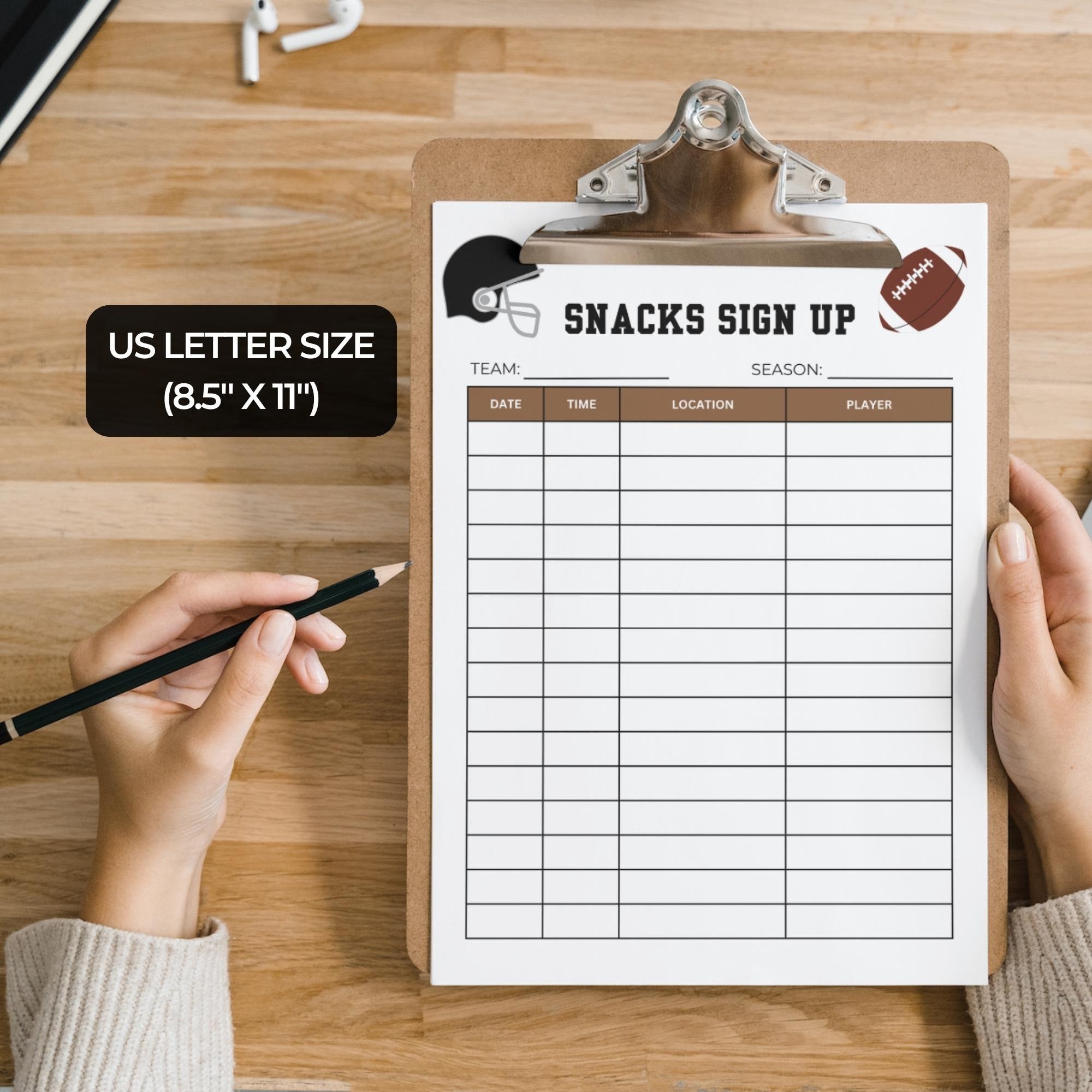 Pop Warner Gameday Snacks Sign up Sheet, Snack Sign up Sheet for ...