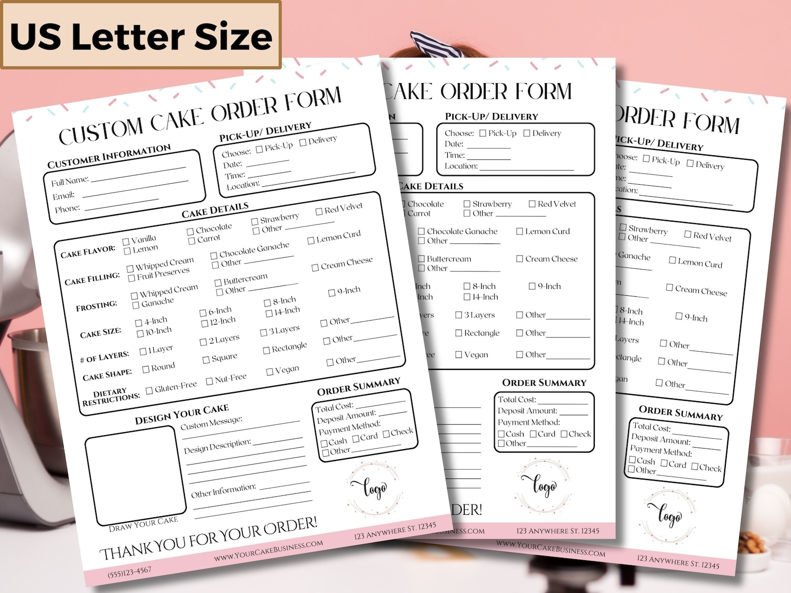 Cake Order Form Template, Wedding Cake Order Form, Bakery Order Form ...