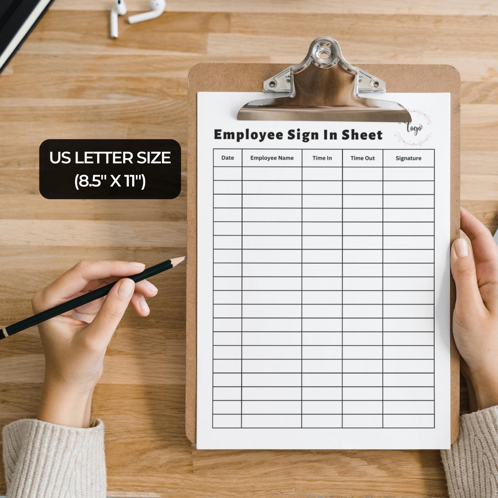 Employee Sign in Sheet With Time, Printable Sign in Sheet Template ...