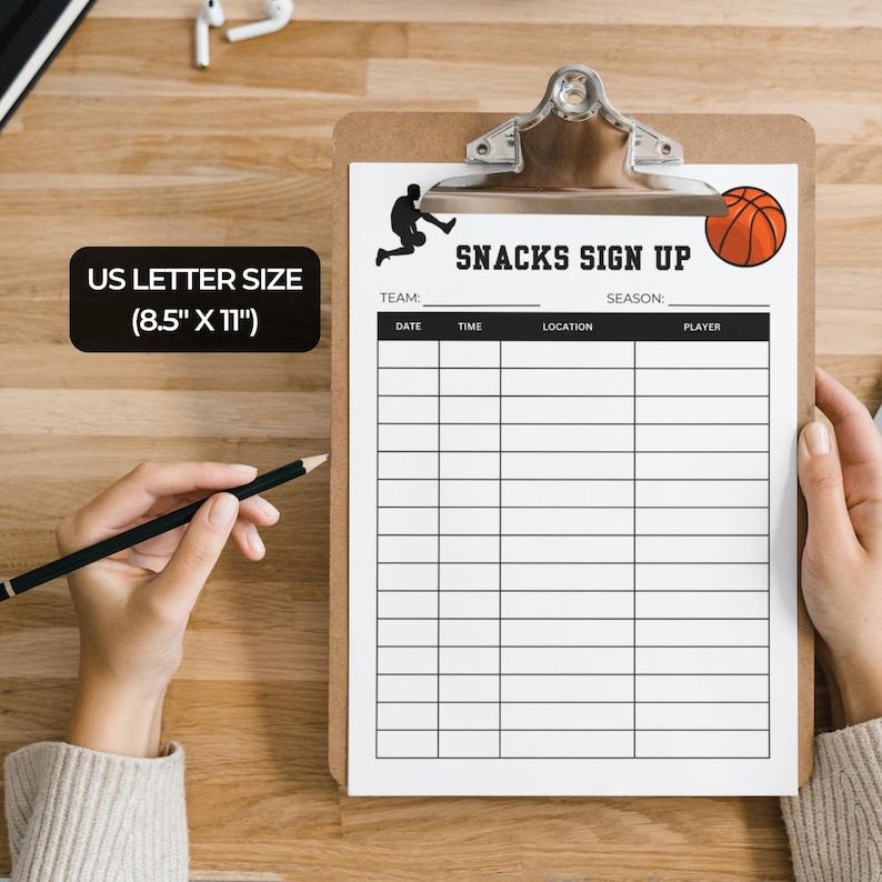 Gameday Snacks Sign up Sheet, Snack Sign up Sheet for Basketball Team ...