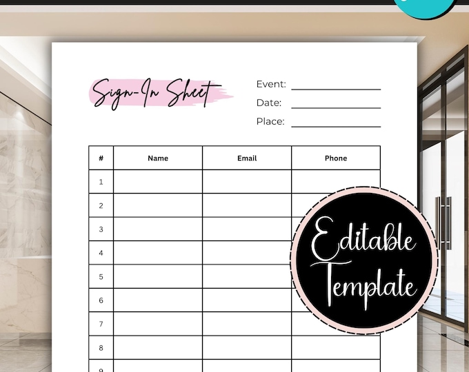 Editable Sign in Sheet, Client Sign in Sheet, Spa Client Check in Sheet ...
