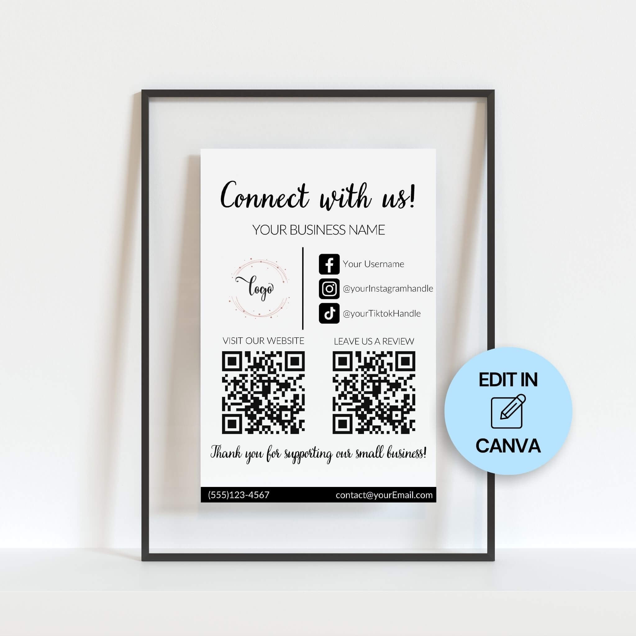 Social Media QR Code Sign Template, Small Business Sign Templates ...