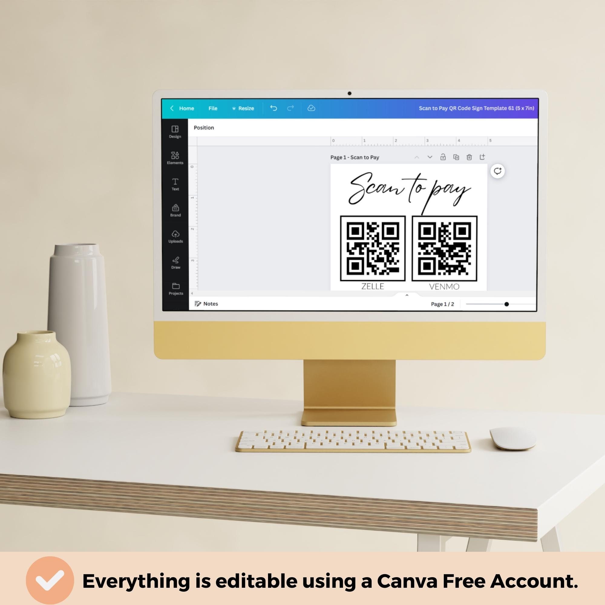 QR Code Sign Editable Scan to Pay Template Printable QR Code - Etsy
