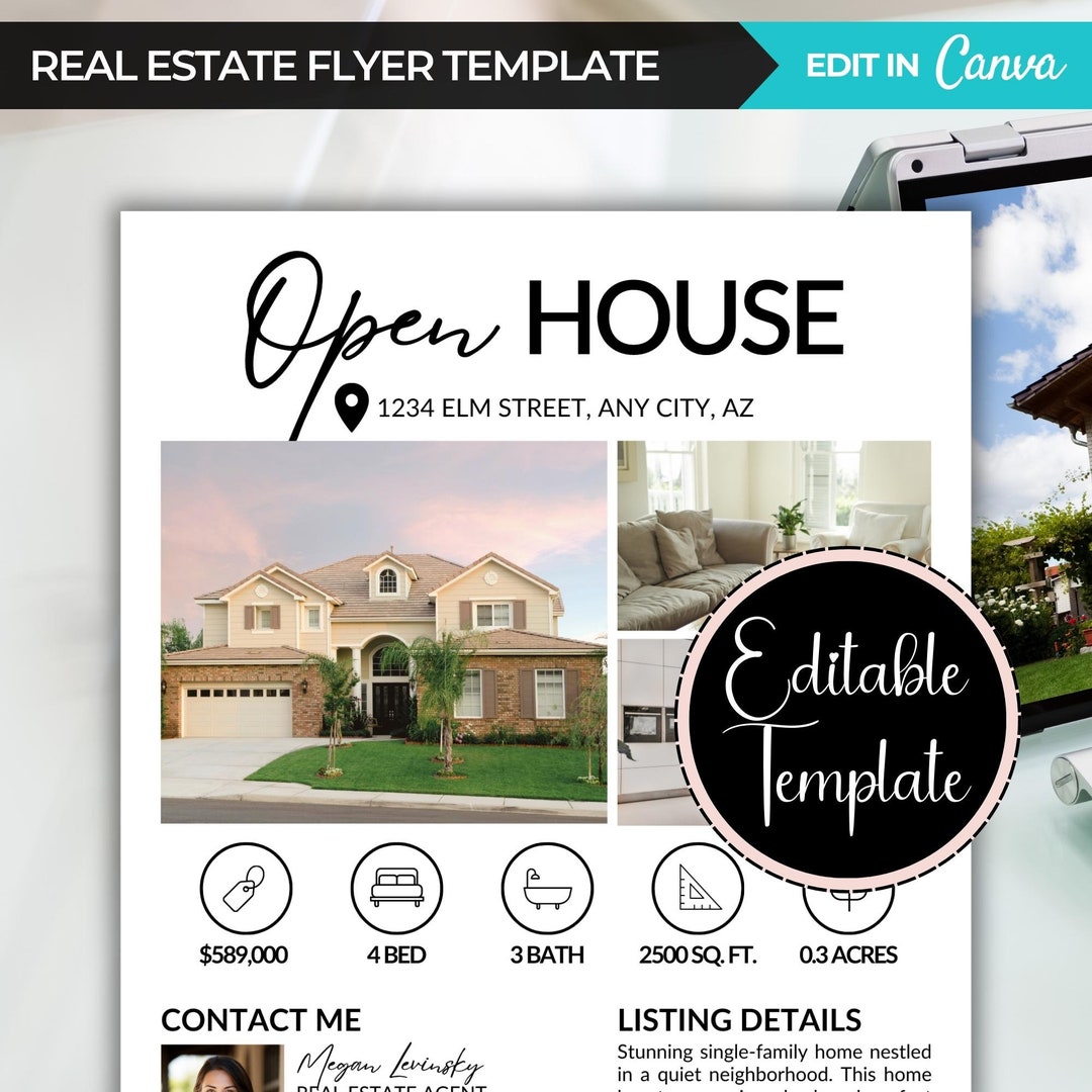 Real Estate Broker Open House Flyer Canva Real Estate - Etsy