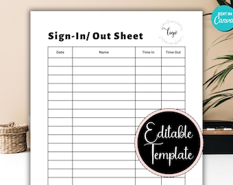 Sign in Sheet template Versatile Printable and Editable - Etsy