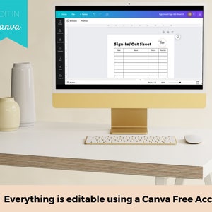 Sign in Sheet With Time, Printable Sign in Template for Front Desk ...