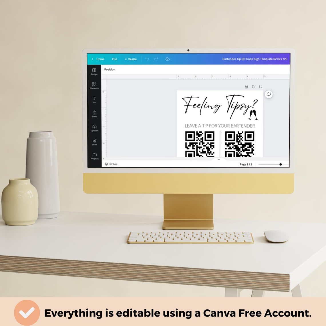 Bartender Tip Sign Zelle, QR Code Sign, Editable Tip Jar Sign Template ...