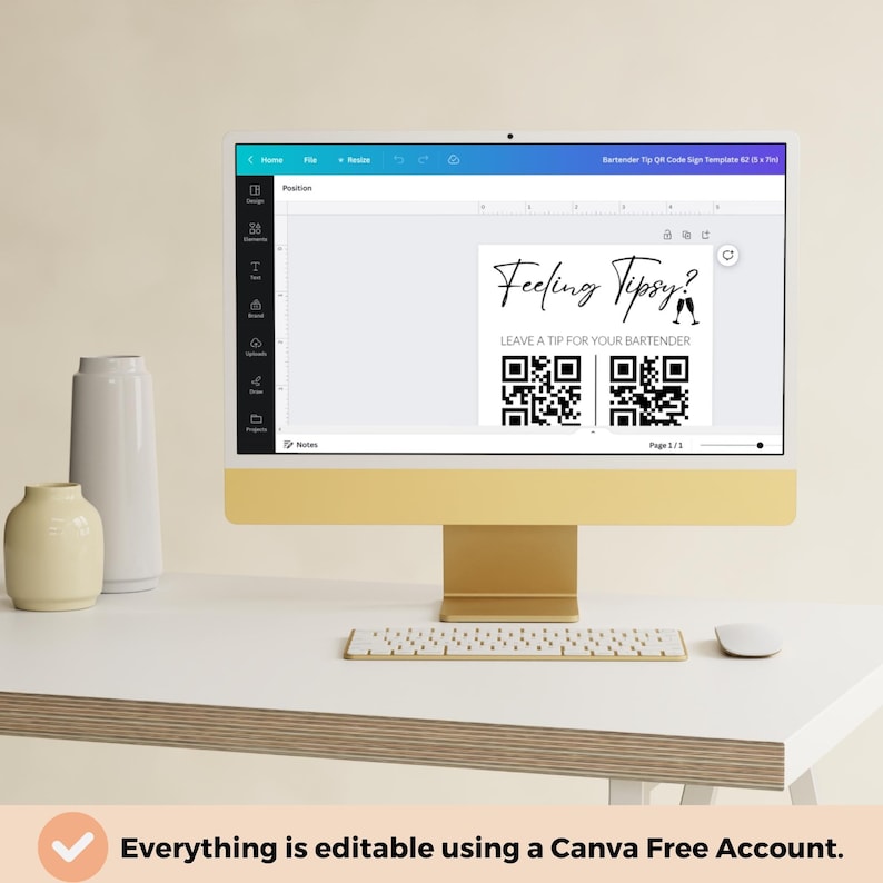Bartender Tip Sign Zelle, QR Code Sign, Editable Tip Jar Sign Template ...