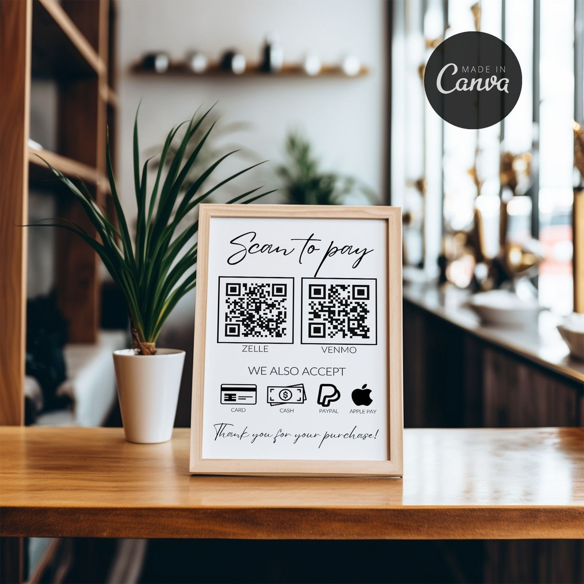 QR Code Sign, Editable Scan to Pay Template, Printable QR Code Sign ...