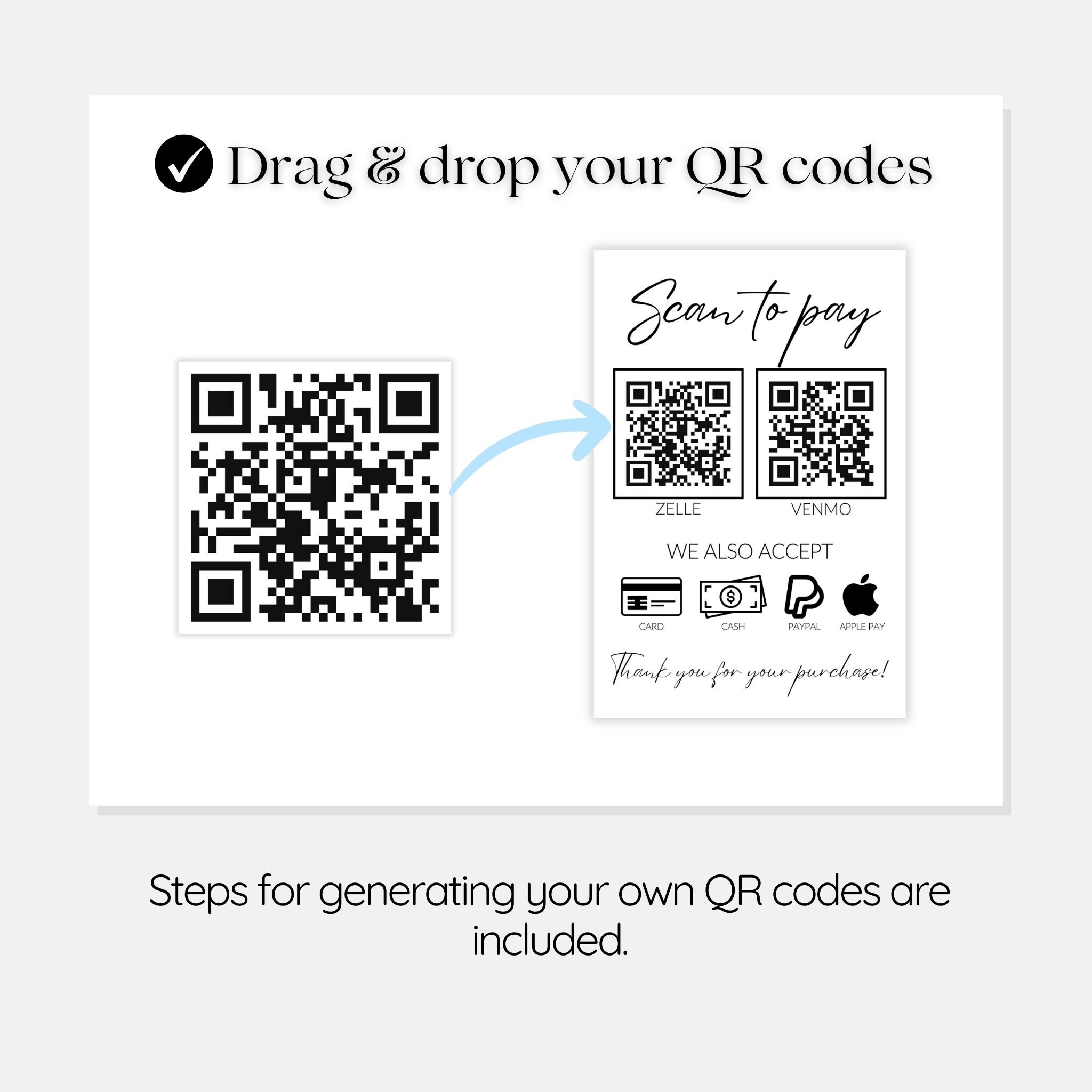 QR Code Sign, Editable Scan to Pay Template, Printable QR Code Sign ...