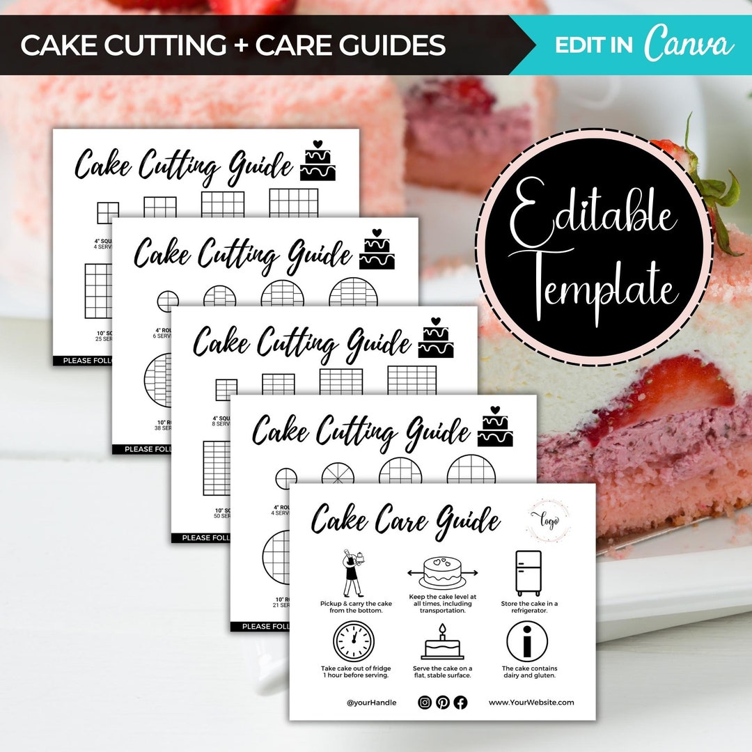 Cake Cutting Guide, Round Cake Serving Instructions, Square Cake ...