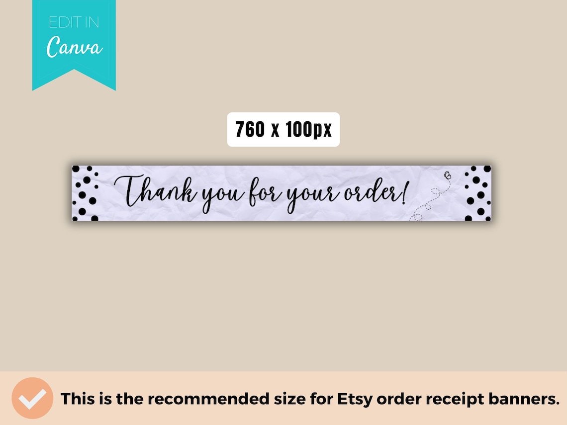 Order Receipt Banner Template for Etsy Shop, Etsy Order Receipt Banner ...