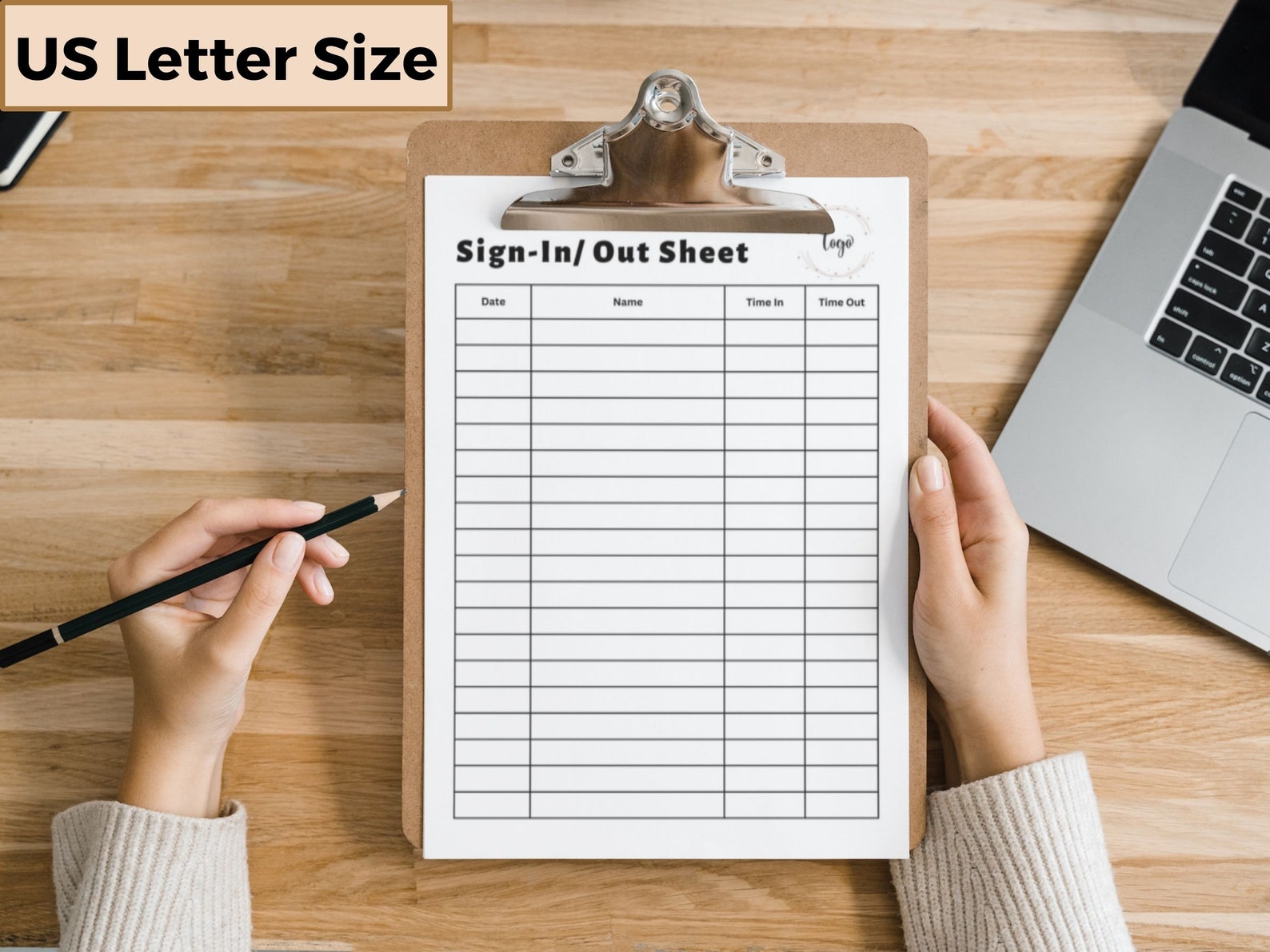 Sign in Sheet With Time, Printable Sign in Template for Front Desk ...