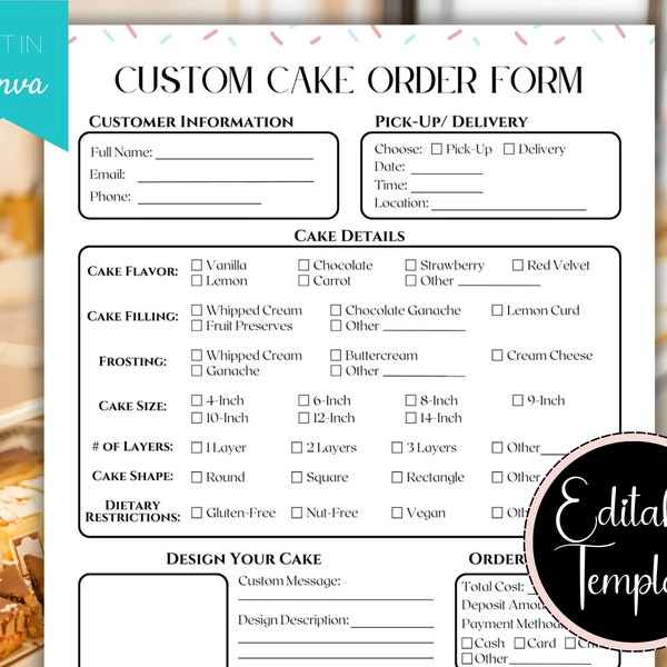 Bakery Order Forms - Etsy