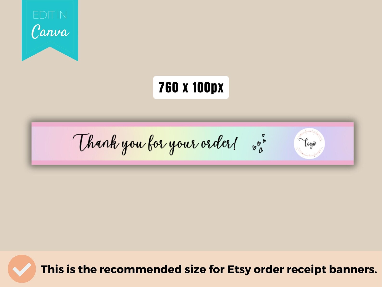 Pastel Order Receipt Banner Template for Etsy Shop, Etsy Order Receipt ...