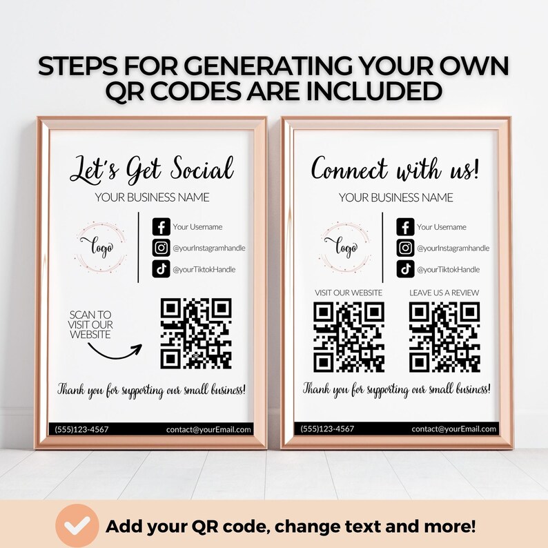 Lets Get Social With QR Code Sign Template, Small Business Sign ...