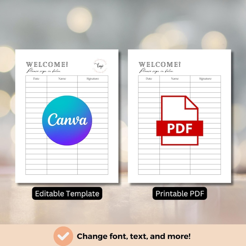 Welcome Sign in Form Template, Printable Sign in Sheet for Events ...