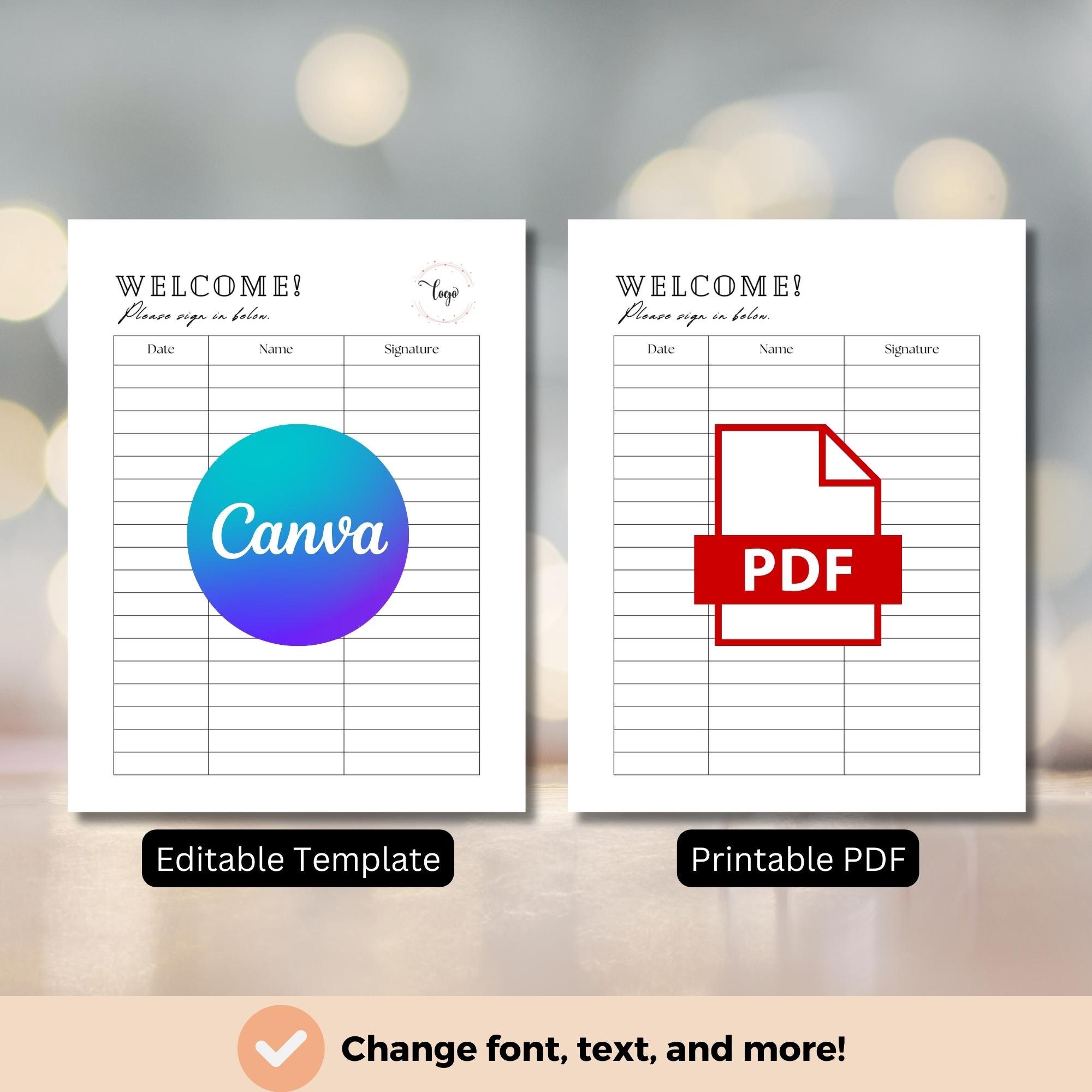 Welcome Sign in Form Template, Printable Sign in Sheet for Events ...