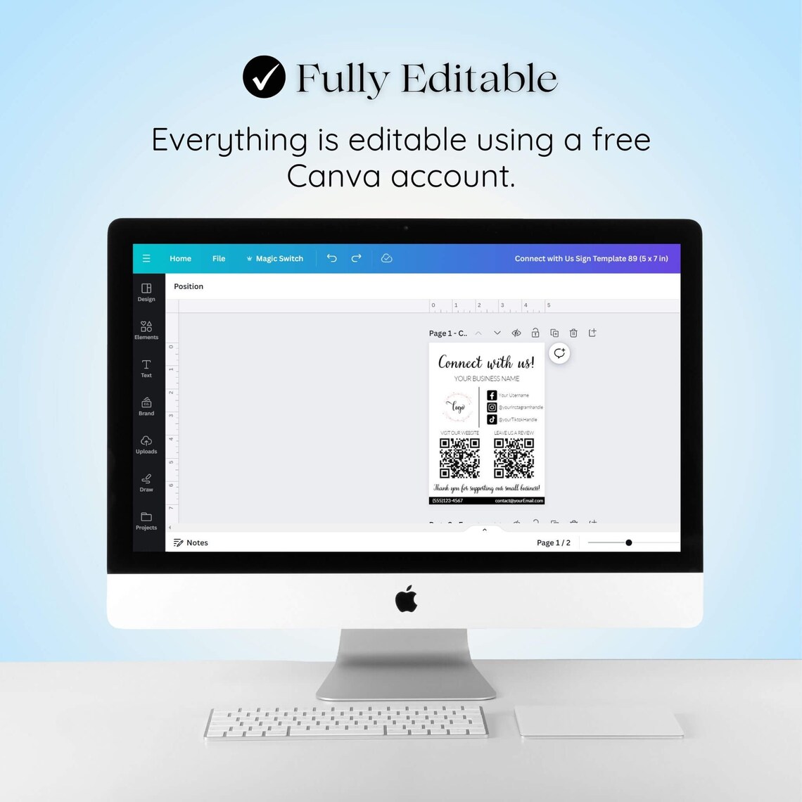 Social Media QR Code Sign Template, Small Business Sign Templates ...