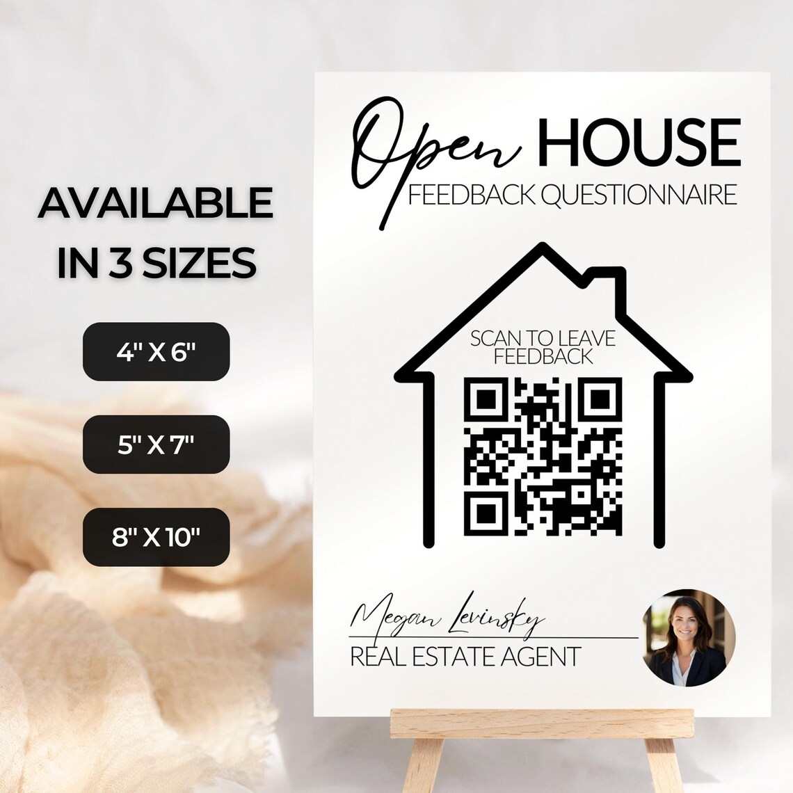 Open House Feedback QR Code, QR Code Sign Template, Printable Sign for ...