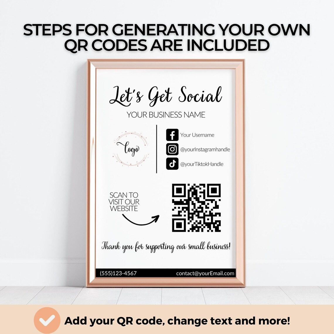 Lets Get Social QR Code Sign Template, Small Business Sign Templates ...
