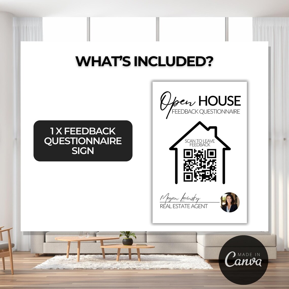 Open House Feedback QR Code, QR Code Sign Template, Printable Sign for ...