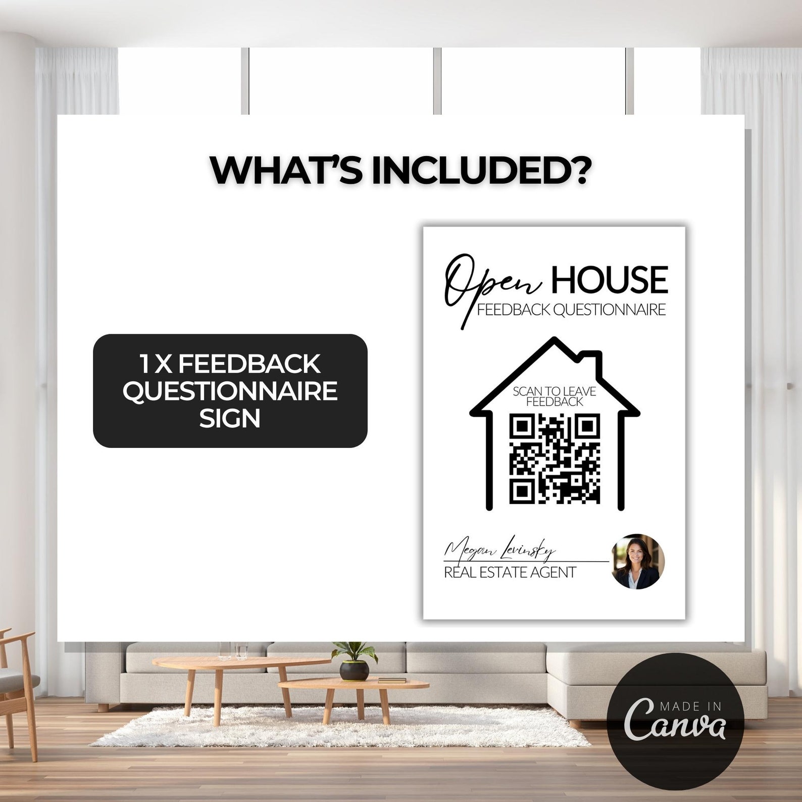 Open House Feedback QR Code, QR Code Sign Template, Printable Sign for ...