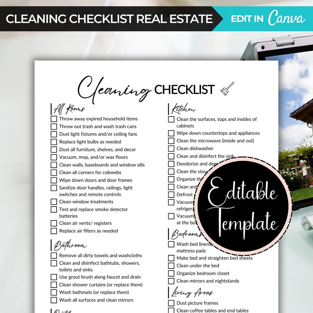 Cleaning Checklist Real Estate Marketing, Broker Open House Deep ...