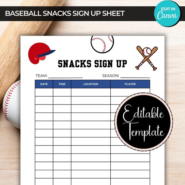 Baseball Schedule Template - Etsy
