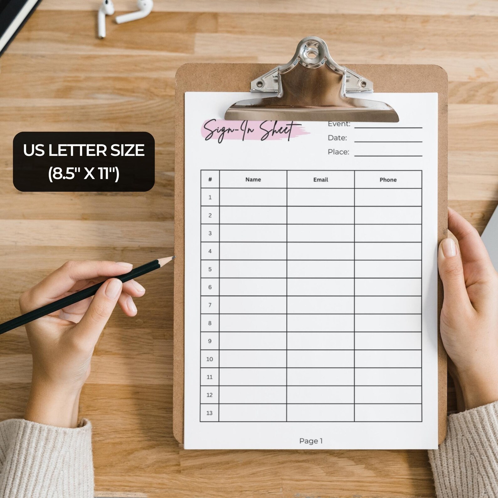 Printable Sign in Sheet for Events, Sign in Template, Editable ...