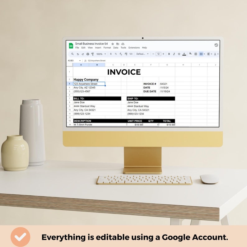 Small Business Google Sheets Invoice Template, Sales Invoice Pricing Template, Automated ...