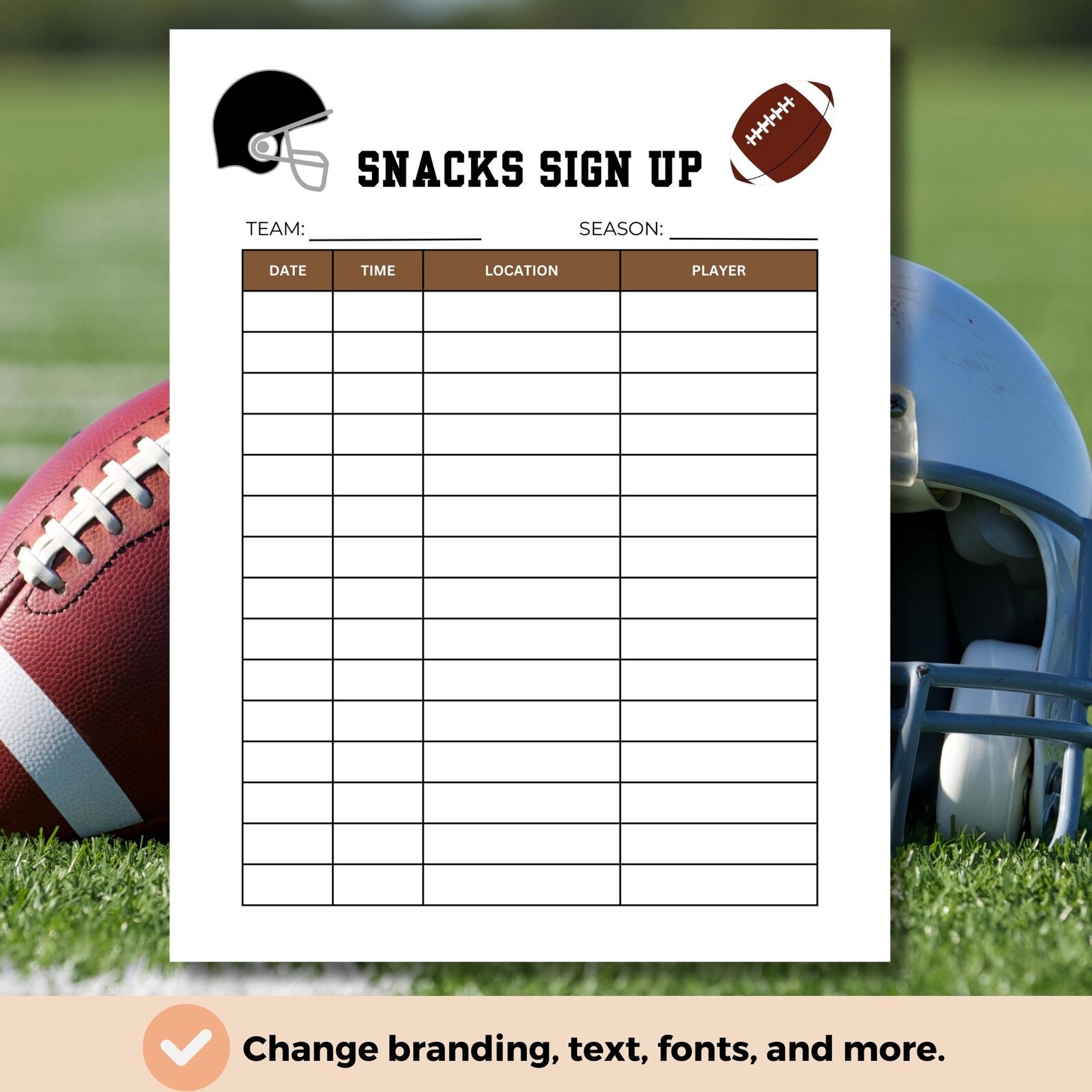 Pop Warner Gameday Snacks Sign up Sheet, Snack Sign up Sheet for ...
