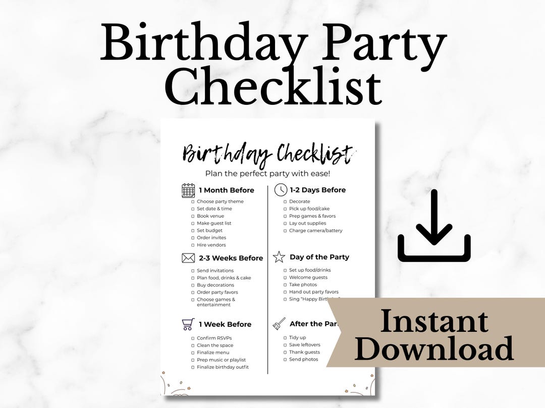 Editable Birthday Party Checklist Printable, Canva Template, Kids ...
