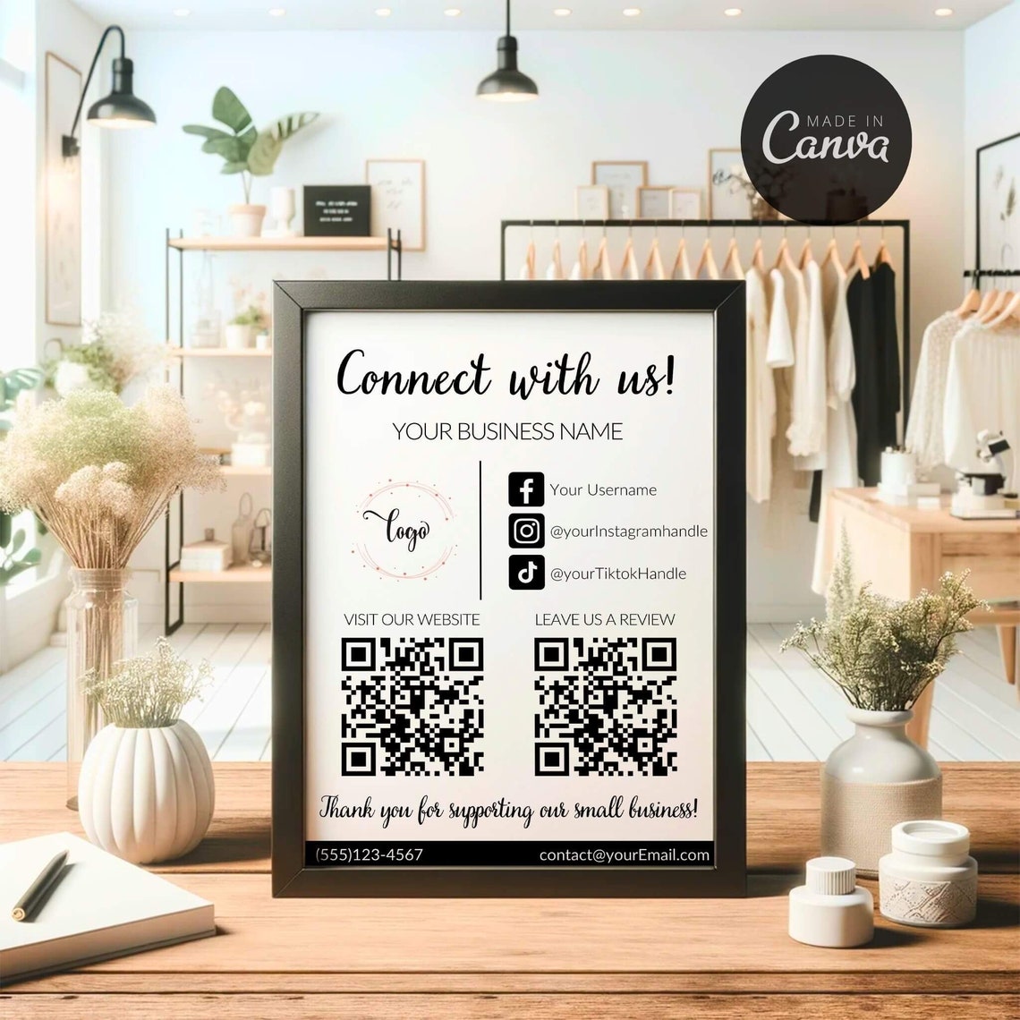 Social Media QR Code Sign Template, Small Business Sign Templates ...
