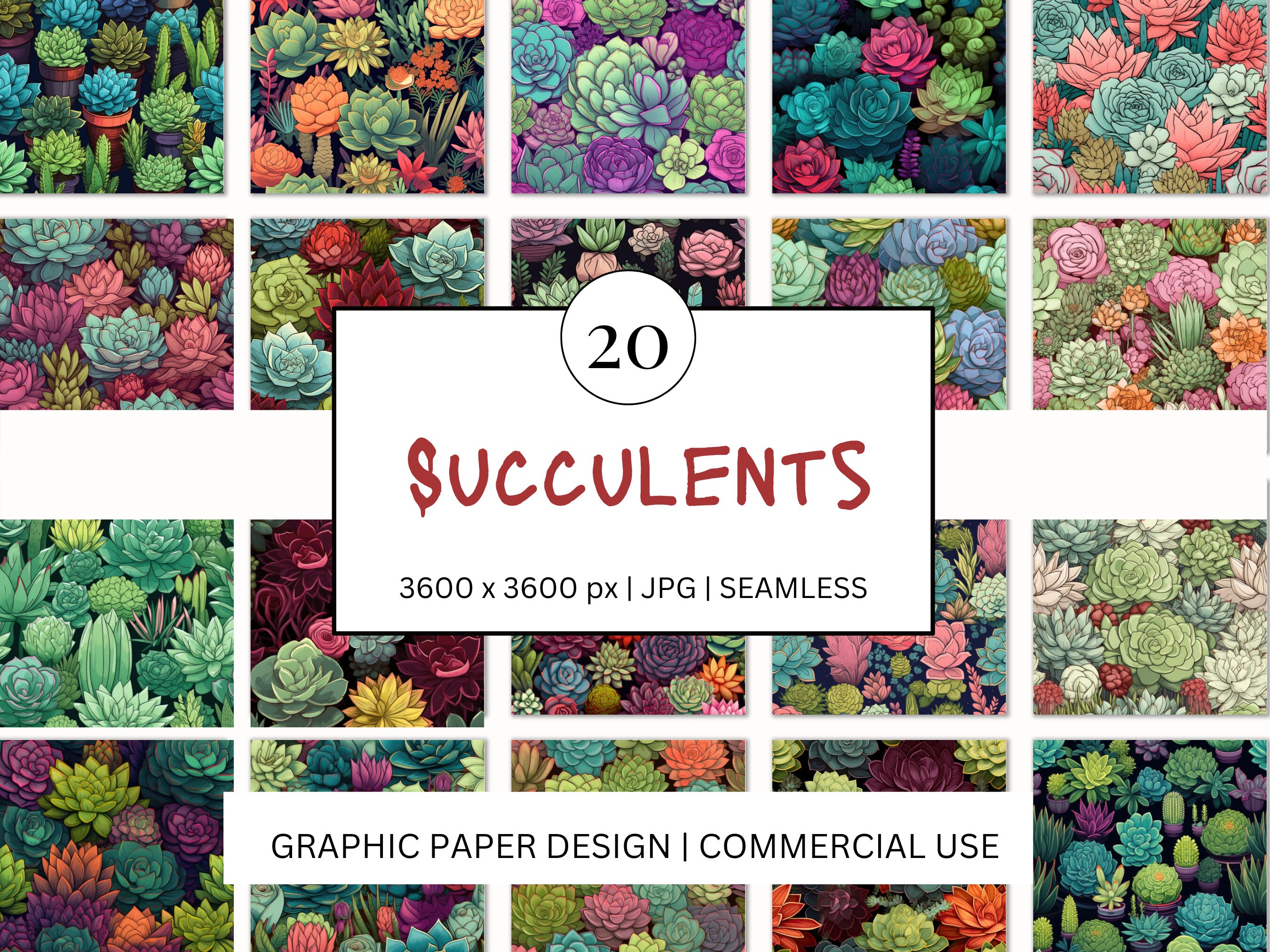 SEAMLESS Digital Paper - Succulents - 20 Designs - - Print on Demand ...