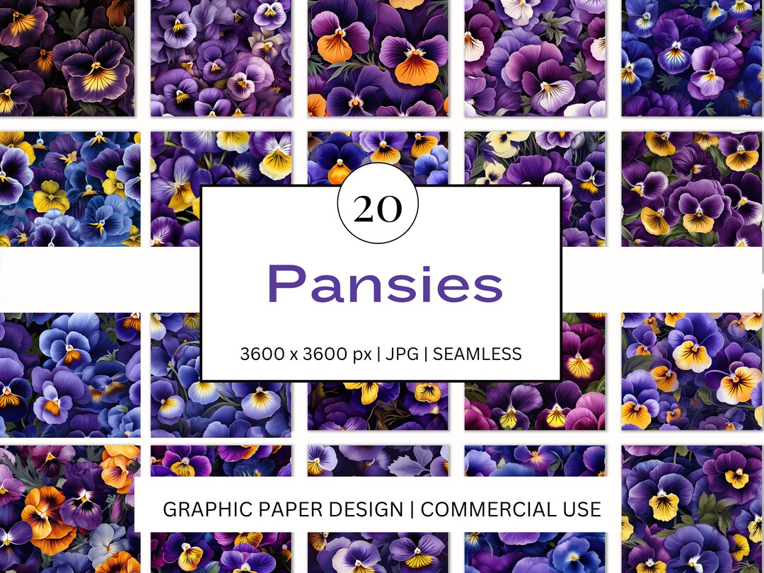 SEAMLESS Digital Paper - Pansies - 20 Designs - - Print on Demand ...