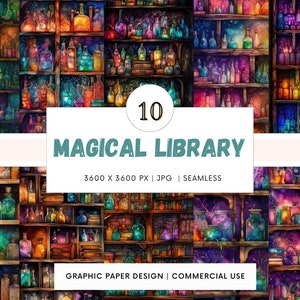 SEAMLESS Digital Paper - Magical Library - 10 Designs - - Print on ...
