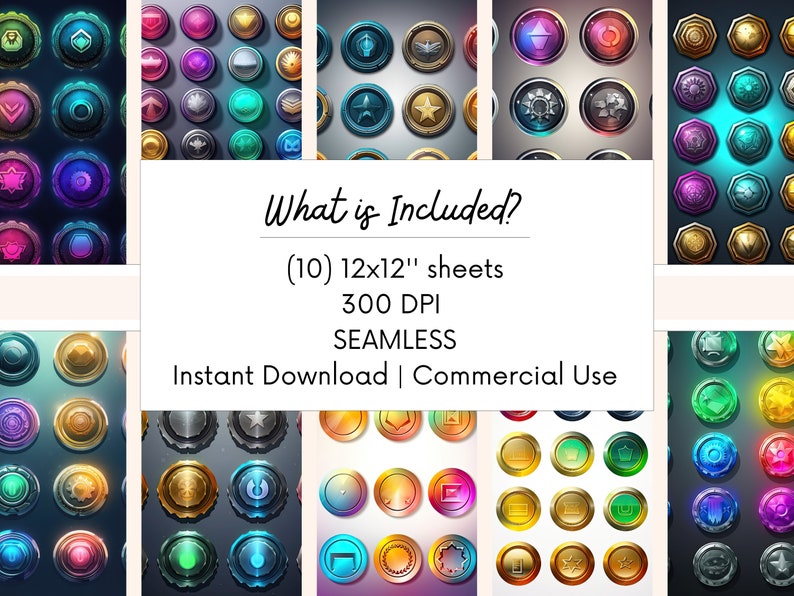 NOT-TILEABLE Digital Paper - Reward Tokens - 10 Designs - - Print on ...
