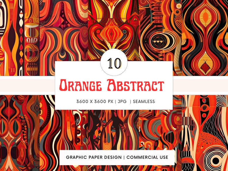 SEAMLESS Digital Paper - Orange Abstract - 10 Designs - - Print on ...
