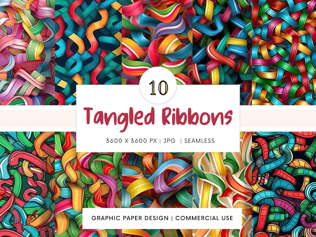 SEAMLESS Digital Paper - Tangled Ribbons - 10 Designs - - Print on ...