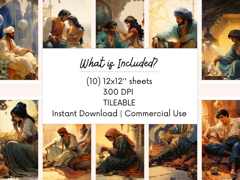 NOT-TILEABLE Digital Paper - Aladdin - Vintage Look - 10 Designs ...