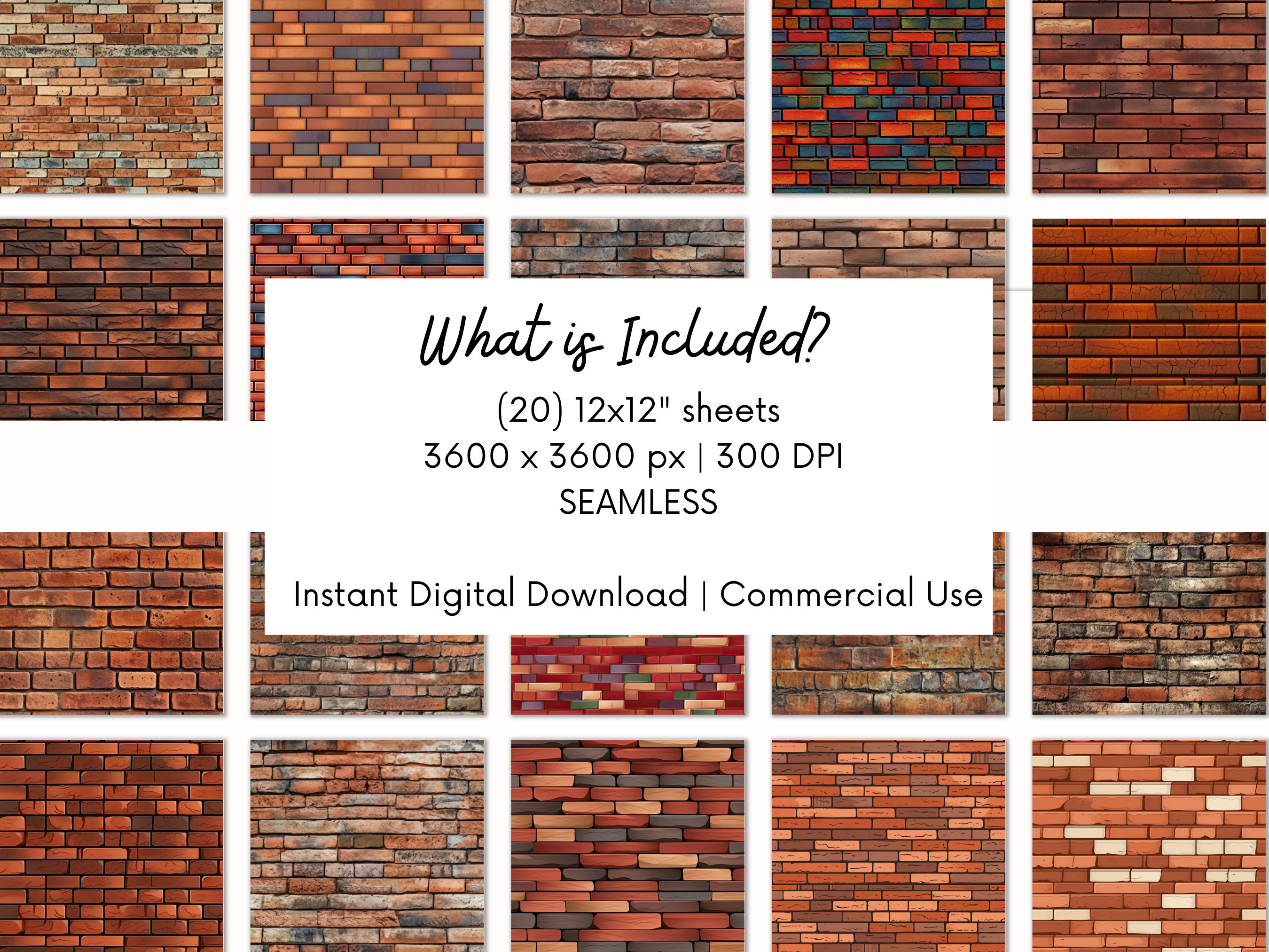 SEAMLESS Digital Papers - Brick Wall - - 20 Designs - - Print on Demand ...