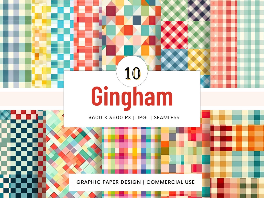 SEAMLESS Digital Paper - Gingham - 10 Designs - - Printable Paper ...