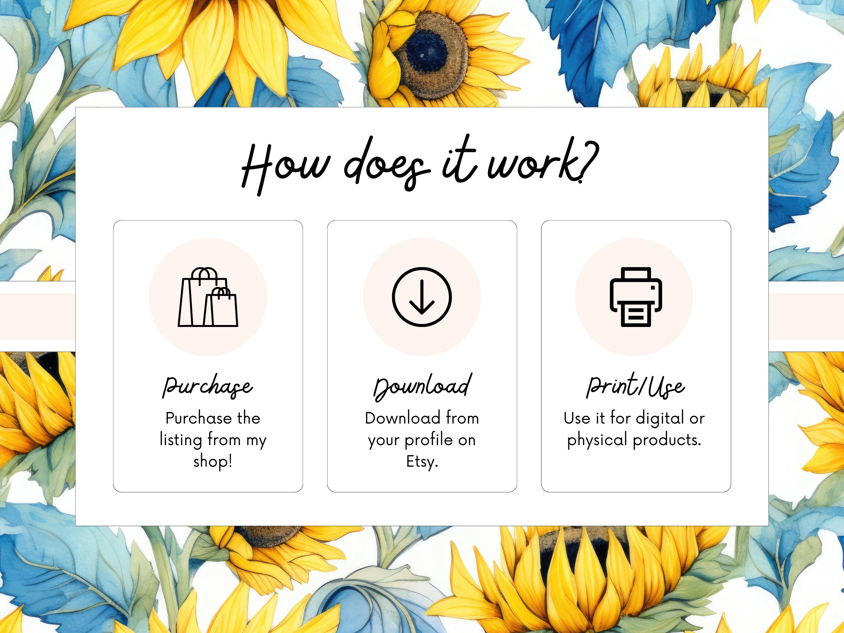 SEAMLESS Digital Papers Watercolor Sunflowers 20 Designs - Etsy