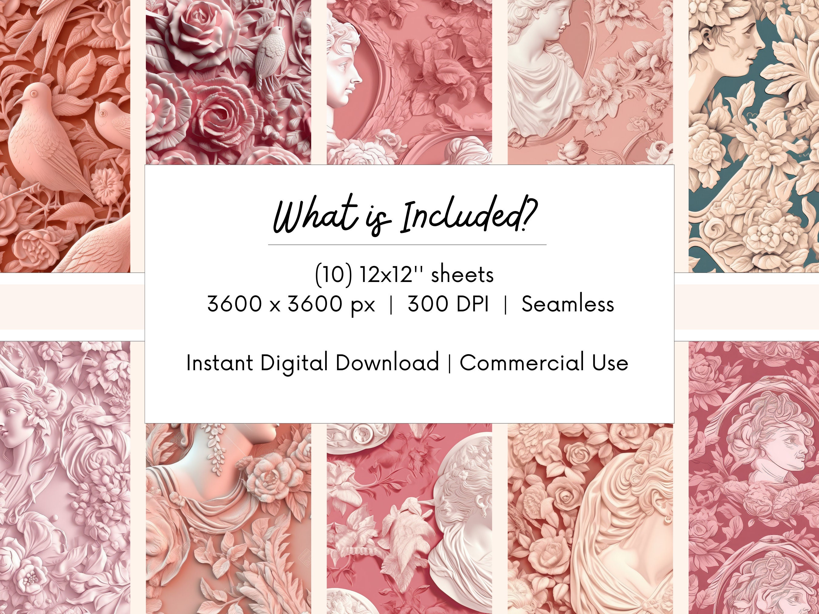 SEAMLESS Digital Paper - Cameo - 10 Designs - - Print on Demand ...
