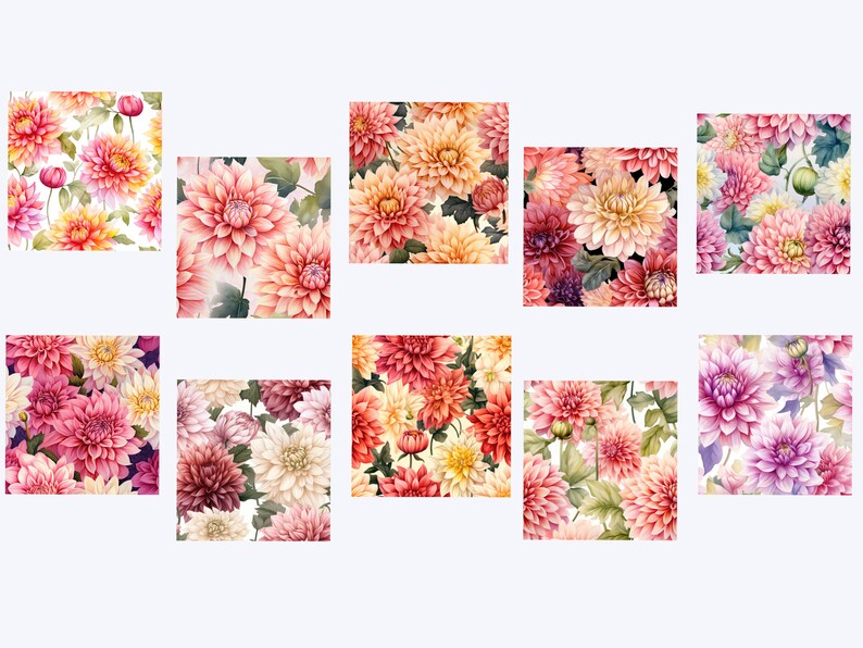 SEAMLESS Digital Paper Watercolor Dahlias 10 Designs - Etsy