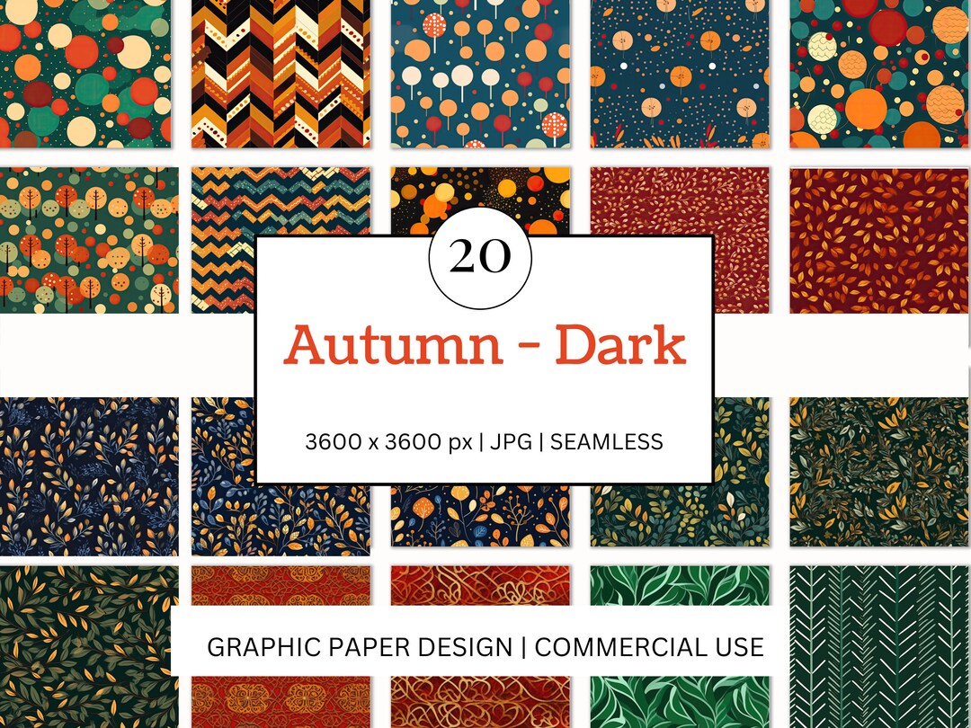 SEAMLESS Digital Paper - Autumn Dark - 20 Designs - - Print on Demand ...