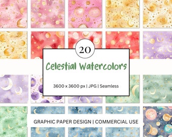 Starry Night Digital Paper Celestial Digital Paper Metallic - Etsy